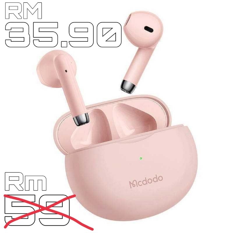 (New & Sealed) McDodo TWS Earbuds Lite HP-803 Pink Edition | Shopee Malaysia