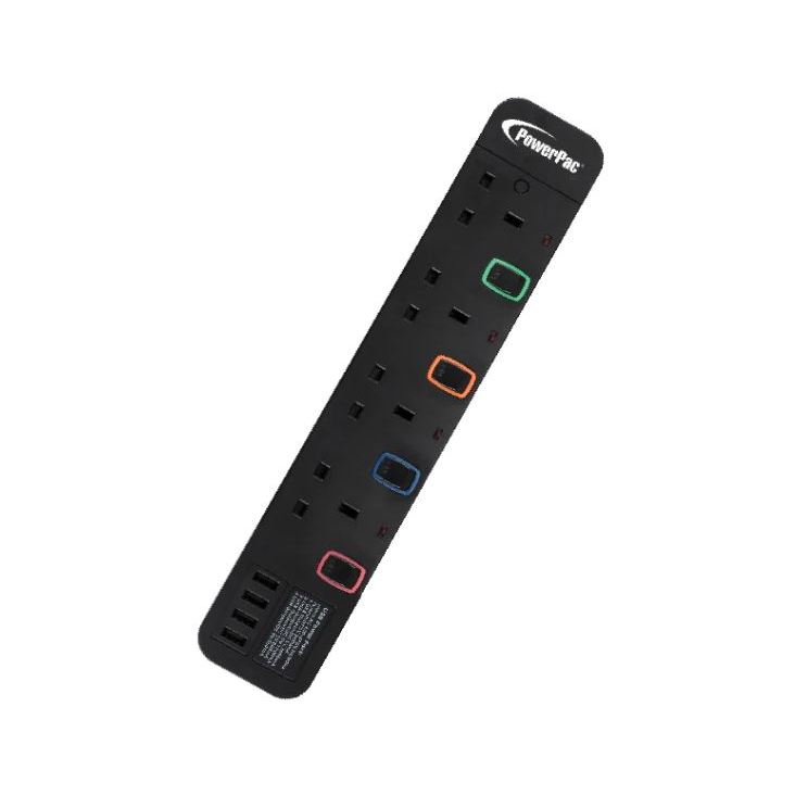 PowerPac Extension Socket Extension Cord 4way 3 meter with 4x USB Charger (PP9114UBK) | Shopee ...