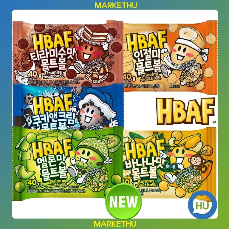 [HBAF]Malt ball 40g 5 series/Injeolmi, Cookie&Cream, Tiramisu, Melon, Banana | Shopee Malaysia