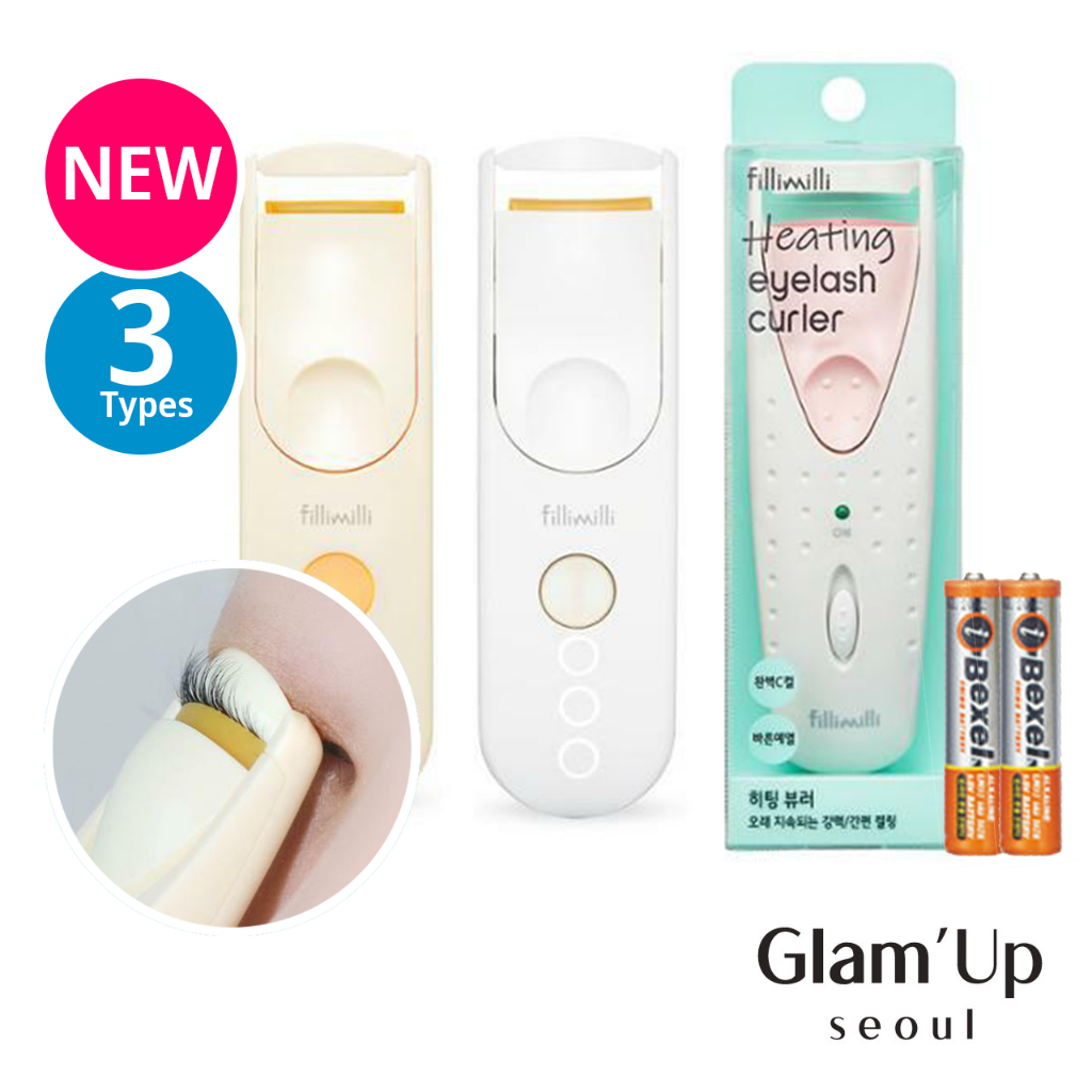 🇰🇷 [fillimilli] (New / 2 Types) heating eyelash curler (2 batteries ...