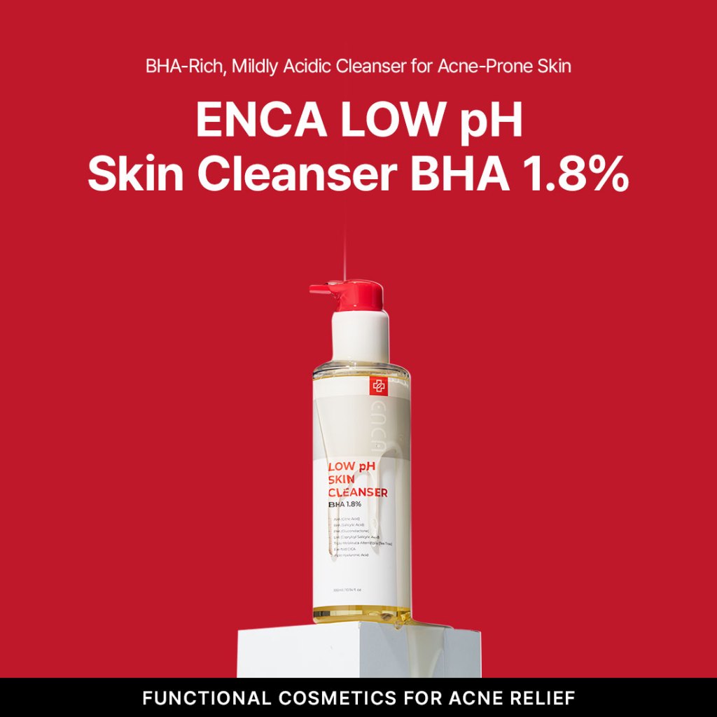 ENCA LOW pH SKIN CLEANSER BHA 1.8% 300ml Daily Cleanser for Acne prone ...