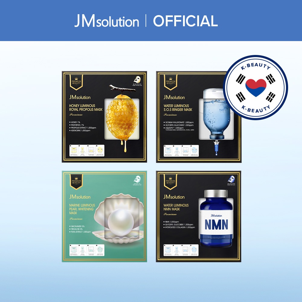 [JMSOLUTION] PREMIUM MASK HONEY+S.O.S RINGER+NMN+PEARL (20sheets ...