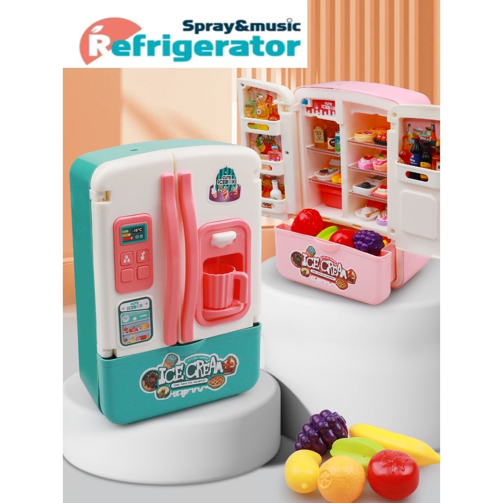 English version Pretend Play Mini Fridge Refrigerator toy Children Toy ...