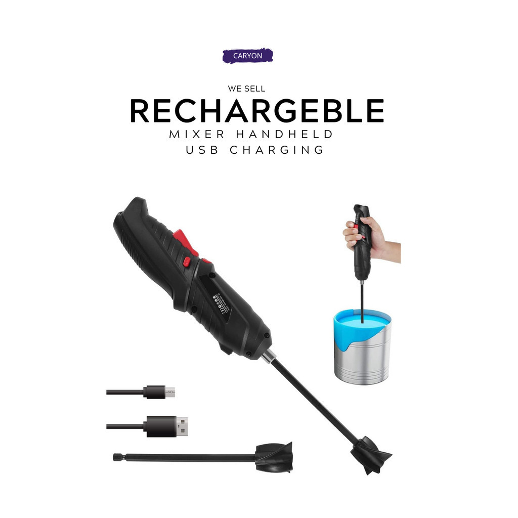 CaryOn Electric Epoxy Resin Mixer Handheld USB Charging with 2 Paddles ...