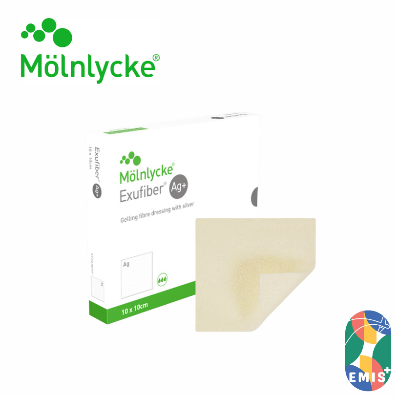 Molnlycke Exufibre Ag+ Antimicrobial Gelling Fibre Dressing 10cm X 10cm ...