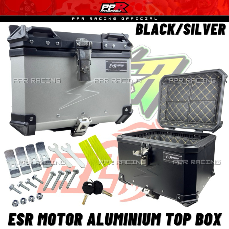 ESR MOTOR TOP BOX ALUMINIUM 45L SILVER BLACK | Shopee Malaysia