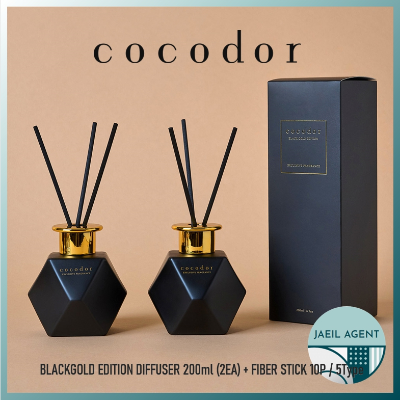 [COCODOR] BLACKGOLD EDITION DIFFUSER 200ml (2EA) + FIBER STICK 10P / 5Type / Korean Genuine ...