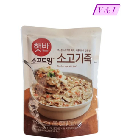 [Korean Food] CJ Hetbahn Rice Porridge with Beef 420g 햇반 소고기죽 | Shopee Malaysia