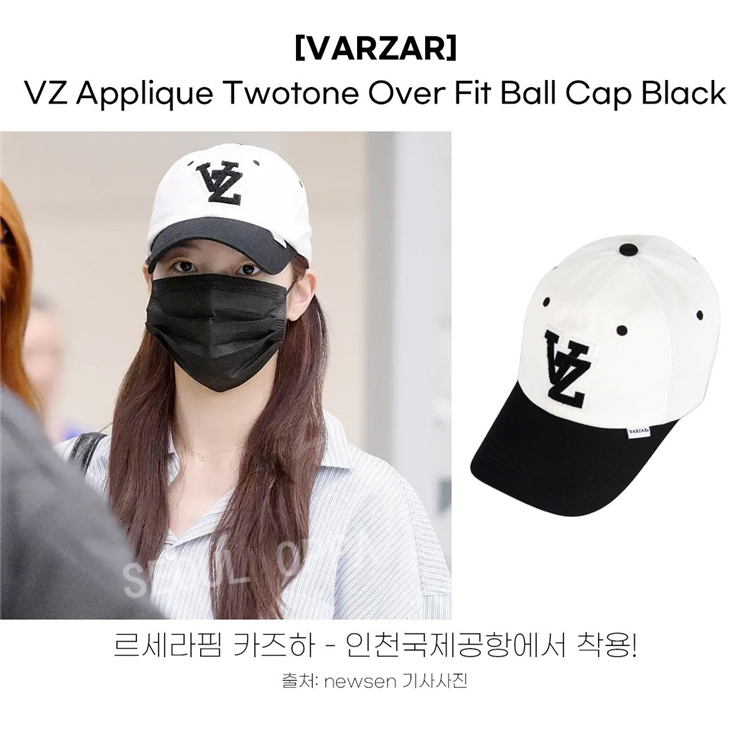 KOREA [ VARZAR ] VZ Applique Twotone Over Fit Ball Cap / LESSERAFIM ...