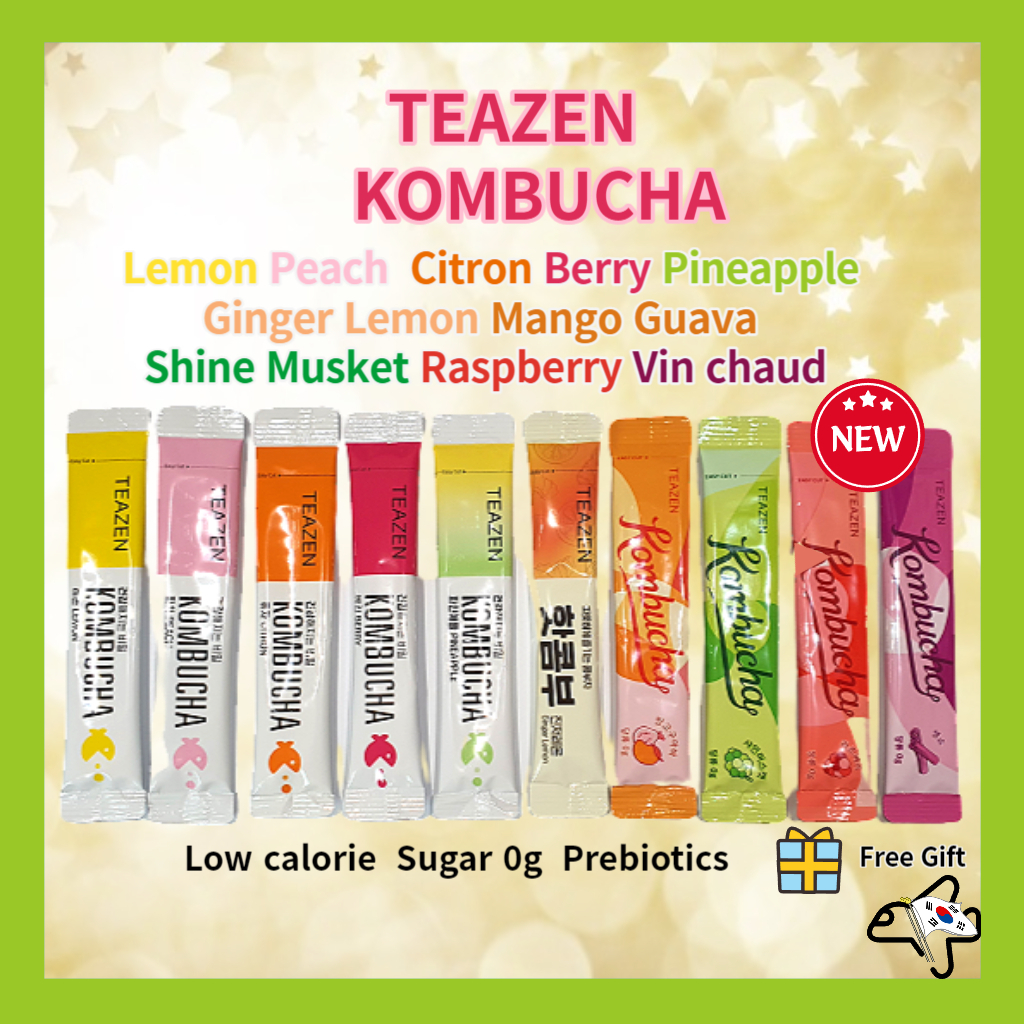 TEAZEN Kombucha /Shine Musket/ Mango Guava/ Peach/ Pineapple/ Lemon ...