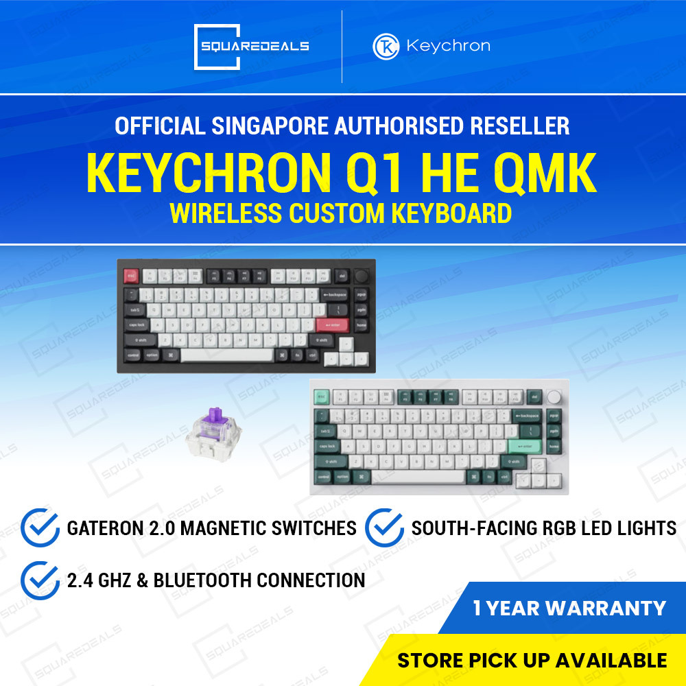Keychron Q1 HE QMK 75% Wireless Gaming Keyboard Purple Switch | Shopee ...