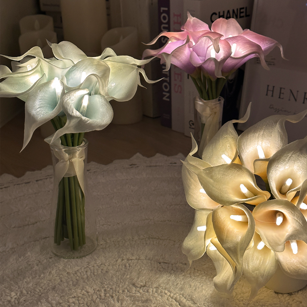 VIA K STUDIO High quality & real texture Shiny Calla bouquet LED mood ...