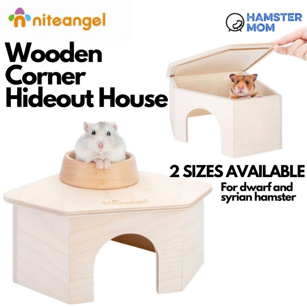 Local Niteangel Hamster Wooden Corner Hideout House Platform (2 Sizes ...