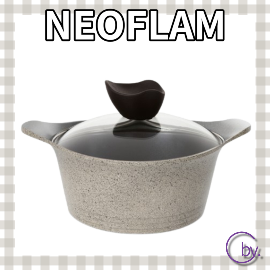 NEOFLAM Aeni Mini Gray Marble double-handle Pot 16cm (Glass lid ...