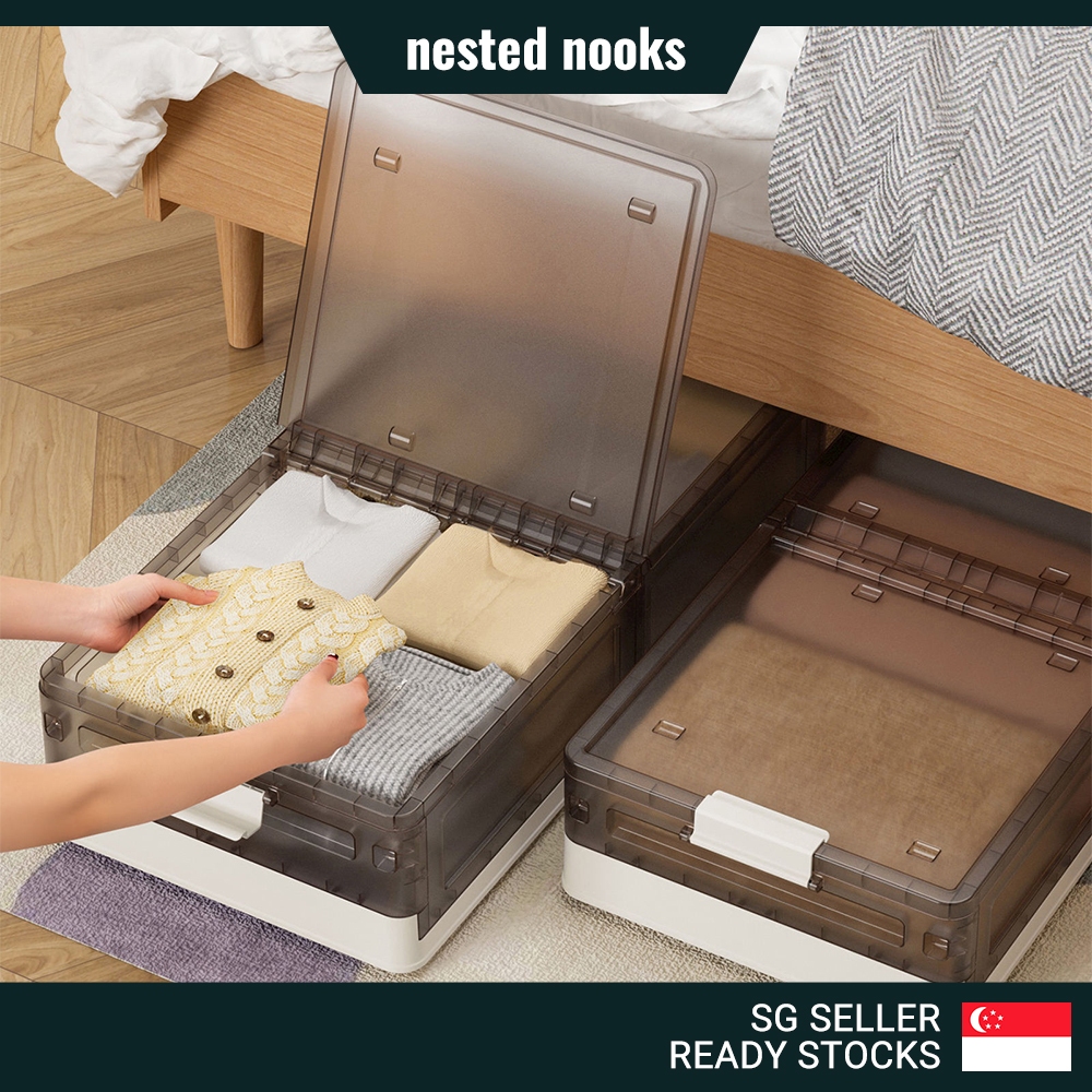 Under Bed Large Capacity Foldable Storage Box Underbed Double Open ...