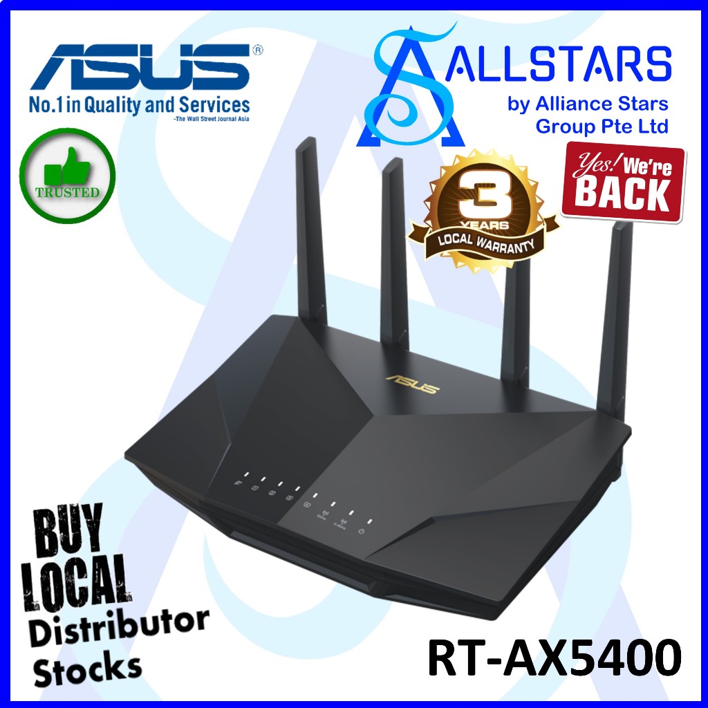 ASUS RT-AX5400 Dual Band Smart WiFi 6 Router / Wireless-AX (Warranty ...