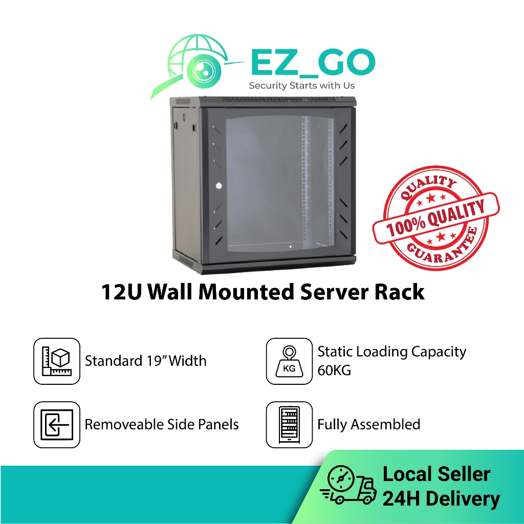 12U Wall Mount Server Rack / Network Cabinet Rack / Rack Cooling Fan ...