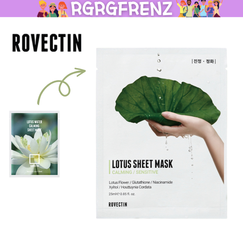 Rovectin_Lotus Sheet Mask Calming (28ml * 5ea) (EXP.25.10.09) | Shopee ...