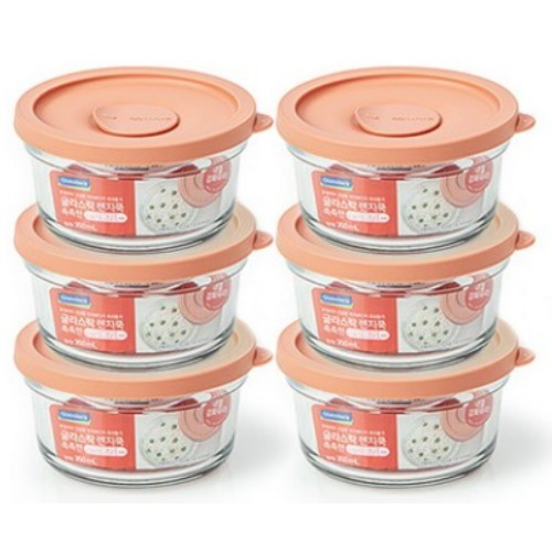 GLASSLOCK Range Cook Round 350ml Wood Brick Colour Glass Silicone Food ...