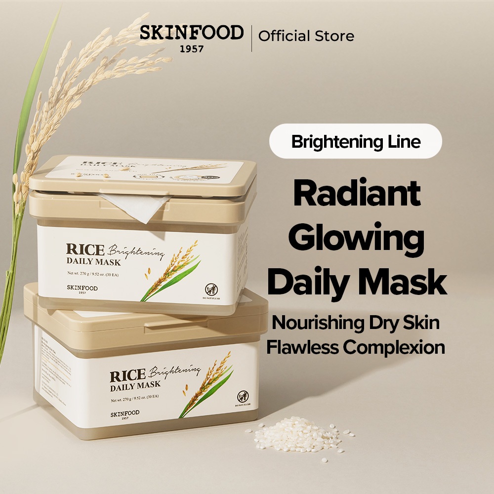 [SKINFOOD Official] Rice Brightening Daily Mask 30ea / Radiant Glow ...