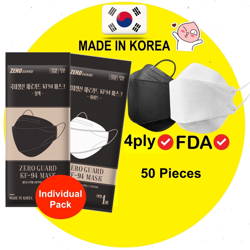 [KF94 Mask] 4ply 30P/50P Black White Individual Pack / Zero Guard ...