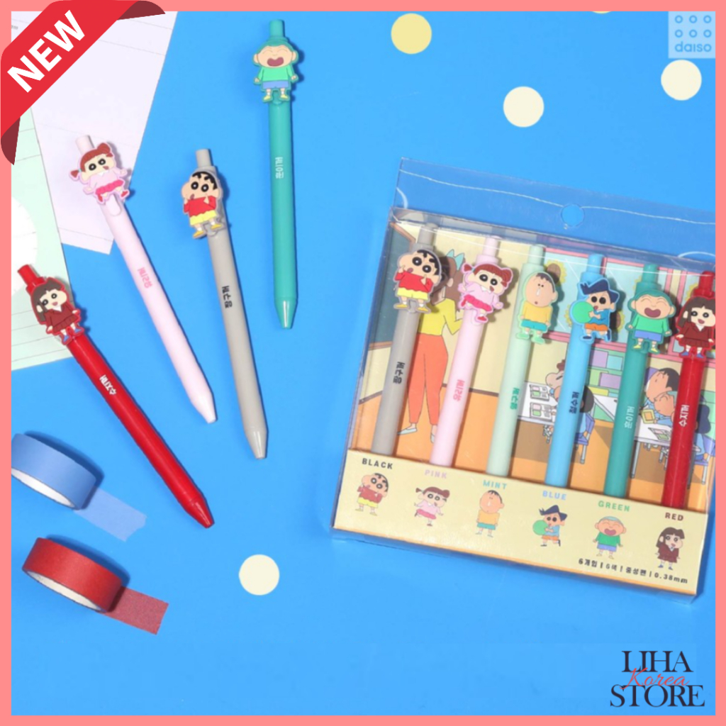 Daiso Korea Crayon Shin Chan Ball Pen 6pcs 1set Crayon Shin Chan goods ...