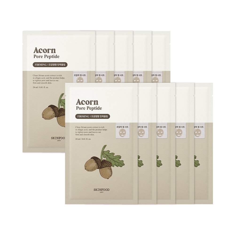 [Bundle of 10][SKINFOOD Official] Acorn Pore Peptide Sheet Mask 10ea ...