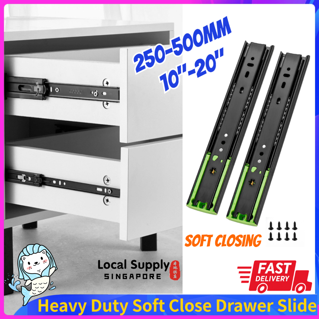 Soft Close Drawer Slide Heavy Duty Ball Bearing Full Extension Drawer ...