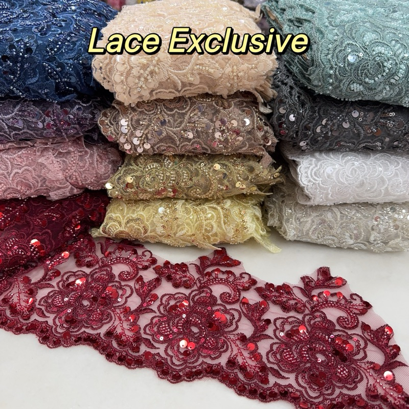Premium Border Lace/ Lace Baju/ Beaded Embroidery Lace Wedding Dress ...