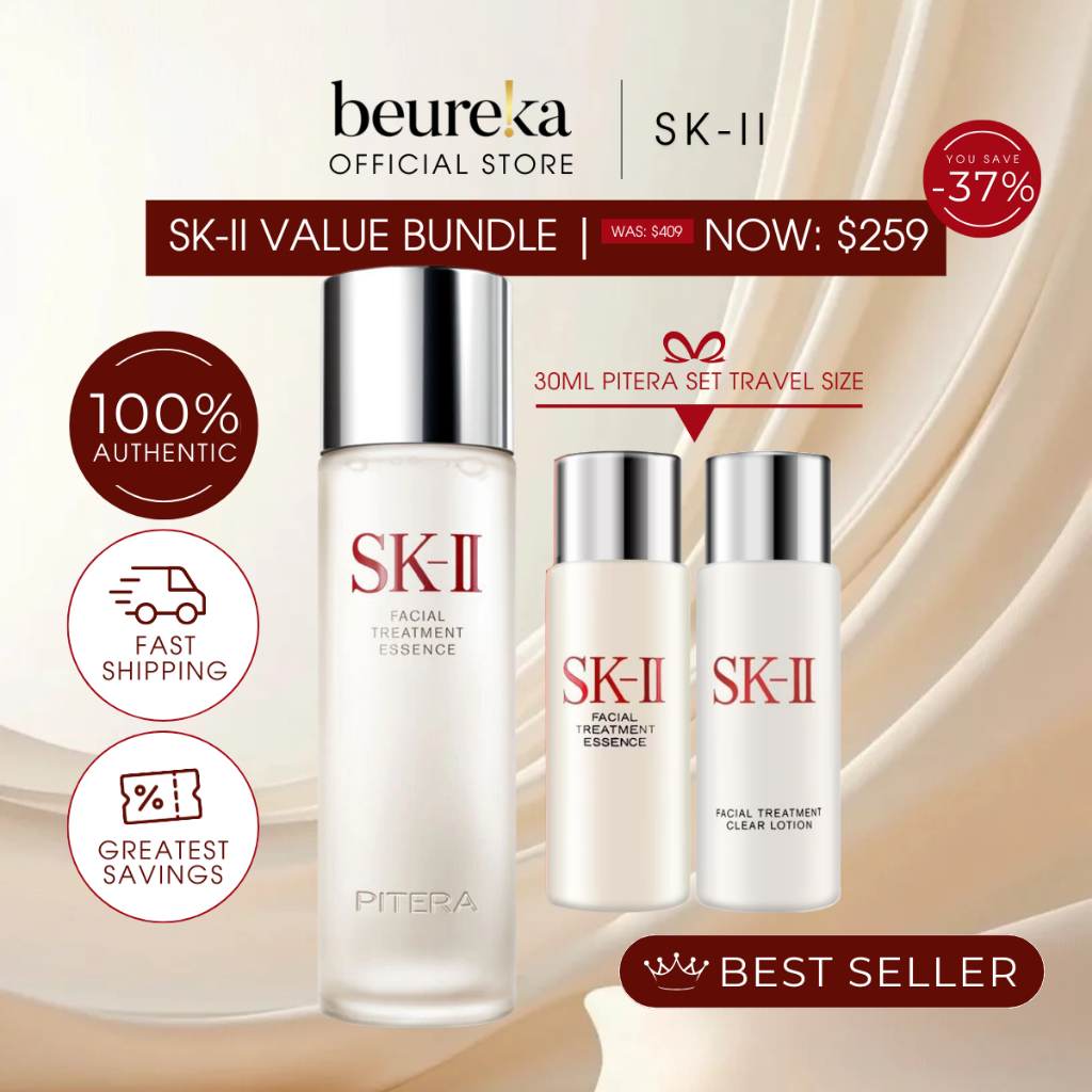 SK-II Pitera Facial Treatment Essence 230ml Value Bundle with SKII Pitera Travel Set (30ml x 2 ...