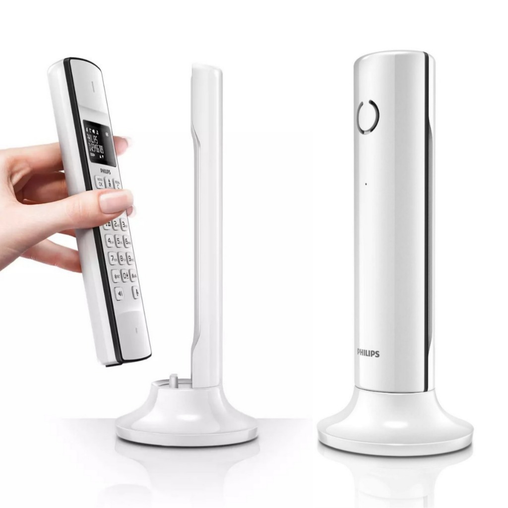 PHILIPS LINEA Design Cordless Phone M450 White Advanced Acoustic ...