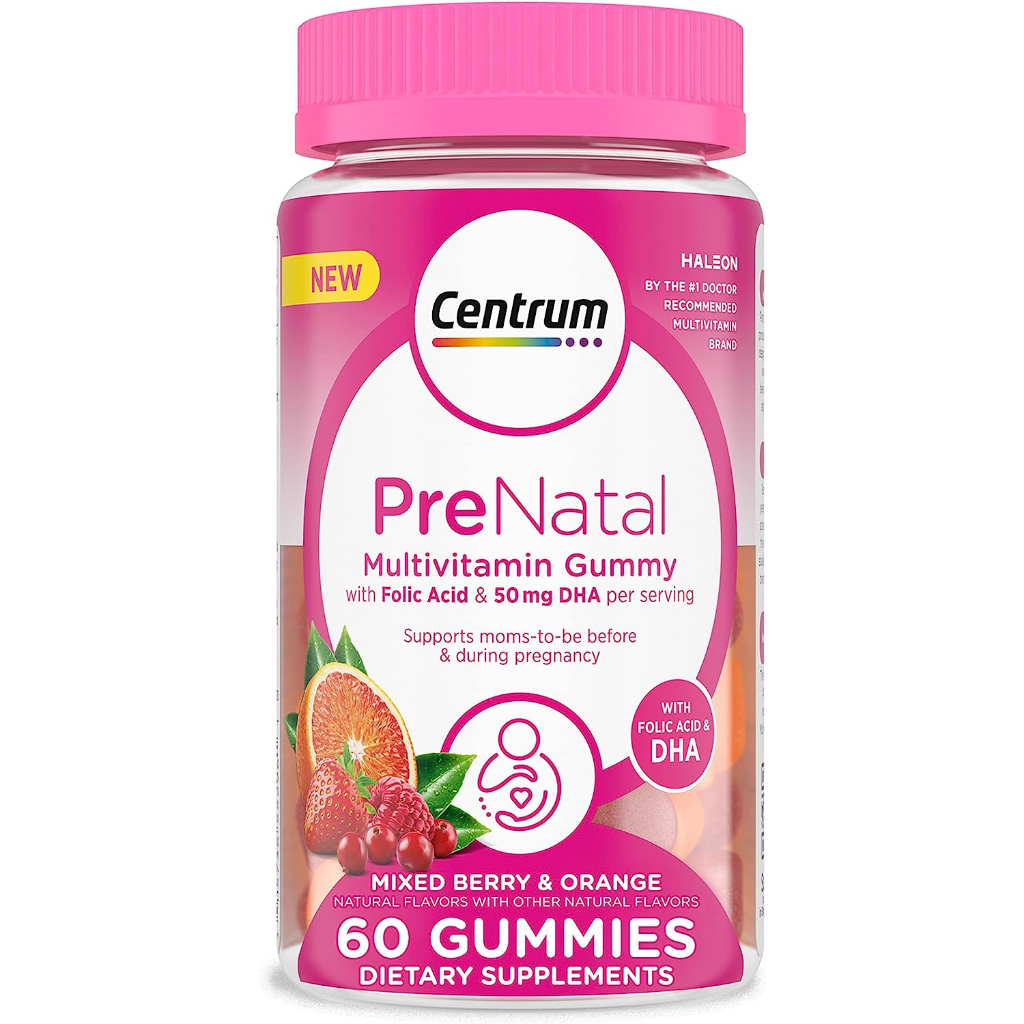 Centrum Prenatal Multivitamin 60 Gummies with DHA and Folic Acid, Mixed ...