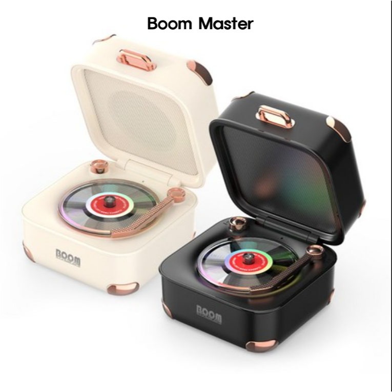 Boommaster Mini Turntable Bluetooth Speaker JB-300 (White, Black) | Shopee Malaysia