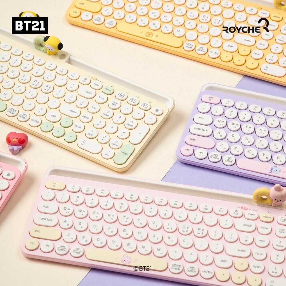 [Kstairway] BTS BT21 MININI Royche Bluetooth Wireless Keyboard Multi Pairing | Shopee Malaysia