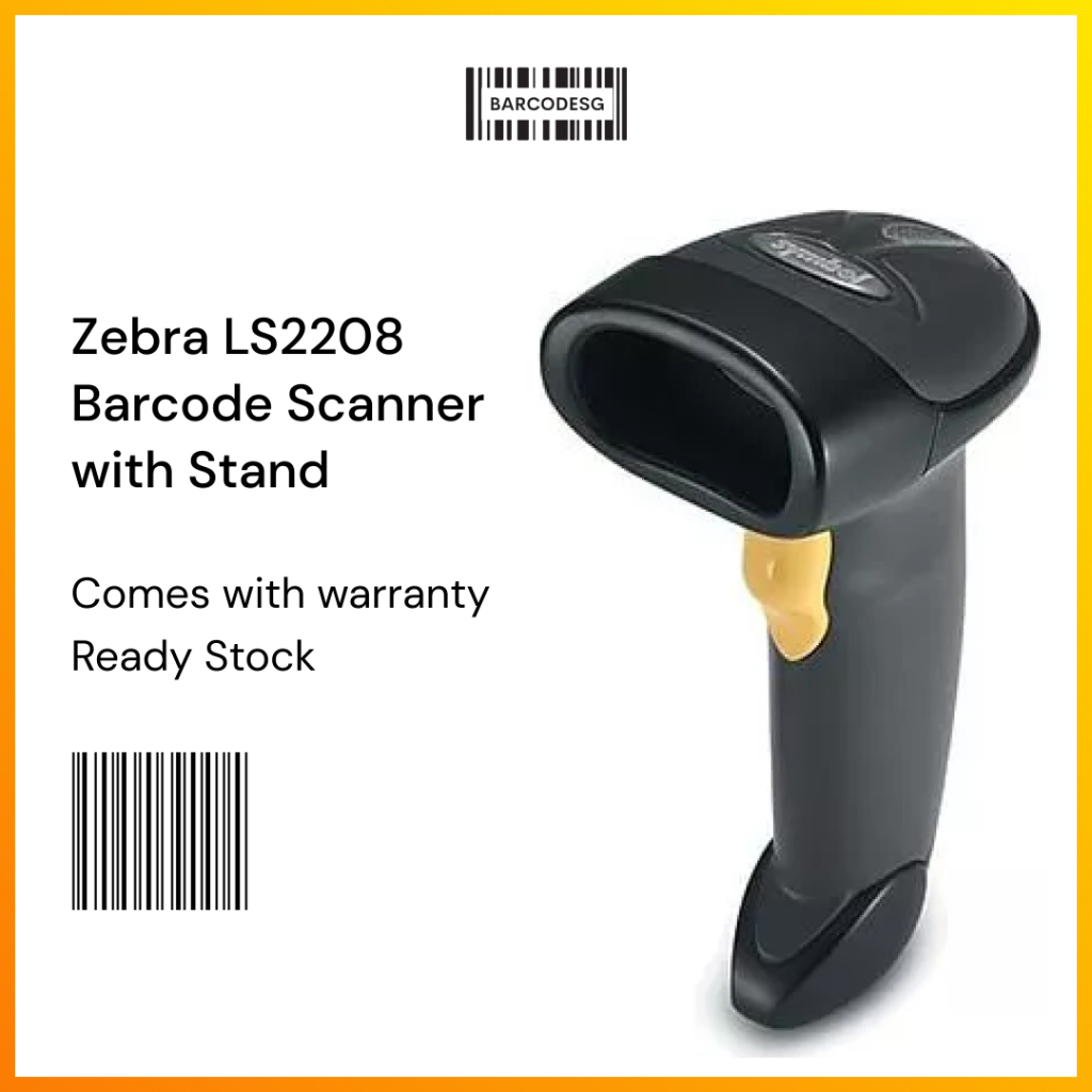 Zebra LS2208 Barcode Scanner with Stand | 1D Barcode Handheld | Shopee ...