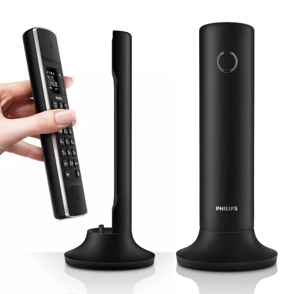 PHILIPS LINEA Design Cordless Phone M450 Black Advanced Acoustic ...