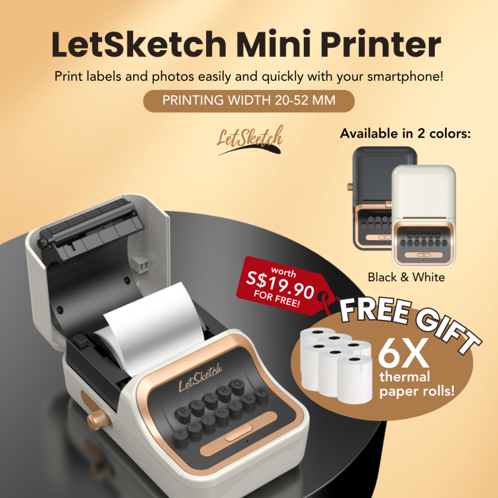 LetSketch Mini Portable Handheld Pocket Wireless Bluetooth Inkless Thermal Label Photo Receipt ...