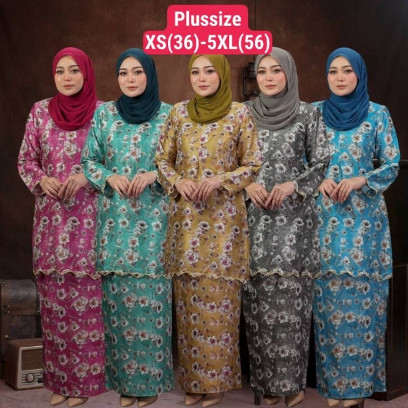 Baju kurung sulam plussize S-5XL baju kurung moden besar baju kurung plussize murah. | Shopee ...