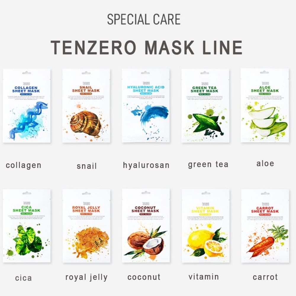 TENZERO 10 Sheets Mask Elasticity-enhanced nourishment, hydrated tone-up care, skin regeneration ...