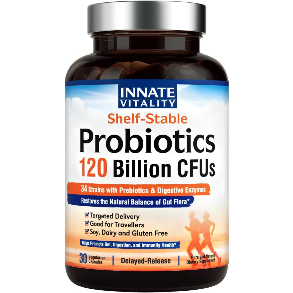 Innate Vitality Probiotics 120 Billion CFUs 34 Strains 30 Vegan ...