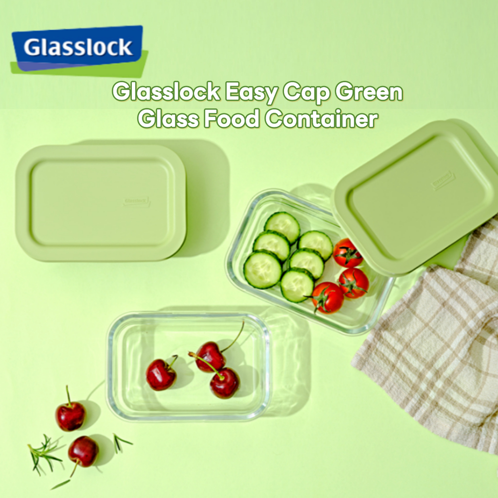 Glasslock Easy Cap Green Glass Food Container Food Storage Refrigerator ...