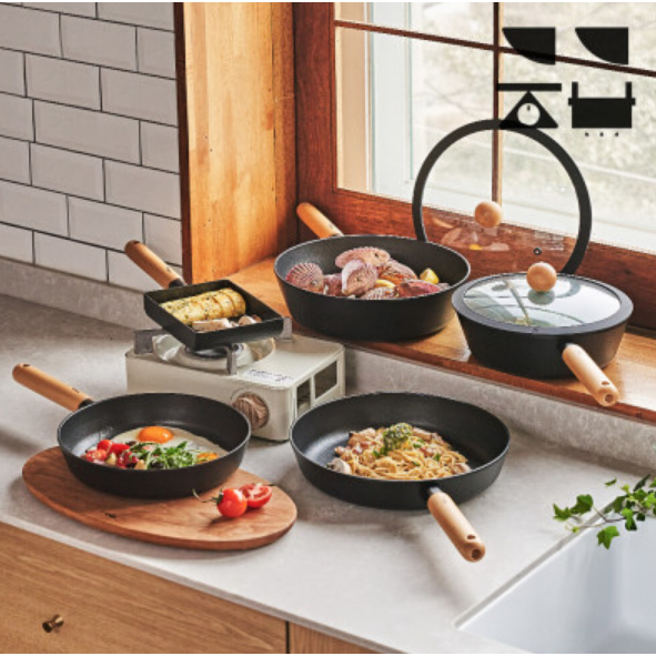 [Made in Korea] Space Kitchen Noir IH Cookware Non Stick Frying pan Wok ...