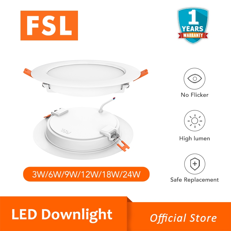FSL Brand 3W 6W 9W 12W 18W 24W LED Ceiling Light Recessed Downlight LED ...