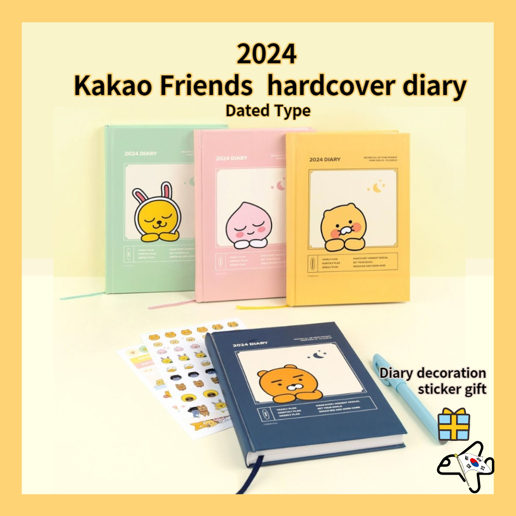 Kakao Friends 2024 Hardcover Diary/Chunsik Diary /Ryan Diary /Apeach ...