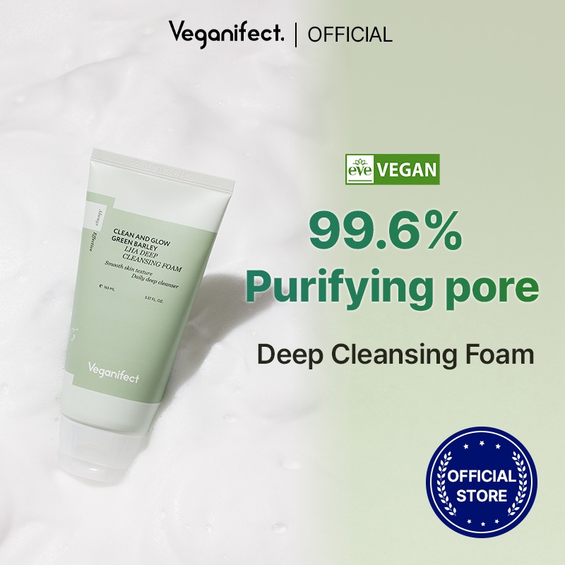 [Veganifect] LHA Deep Cleansing Foam 165ml / Acne-prone skin cleanser / Clean & Glow green ...