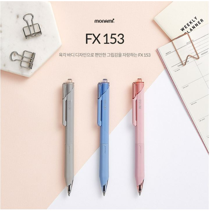 [Made In Korea] MONAMI FX 153 Retractable Ballpoint Pen, 0.5mm, 3 colors, 3 pcs set | Shopee ...