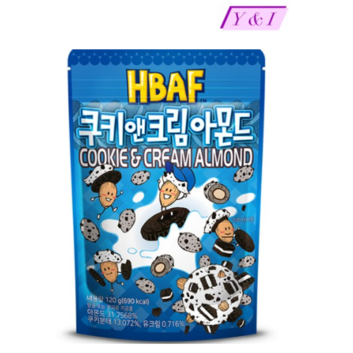 [Korean Snack] HBAF Cookie and Cream Almond 120g 바프 쿠키앤크림 아몬드 | Shopee Malaysia