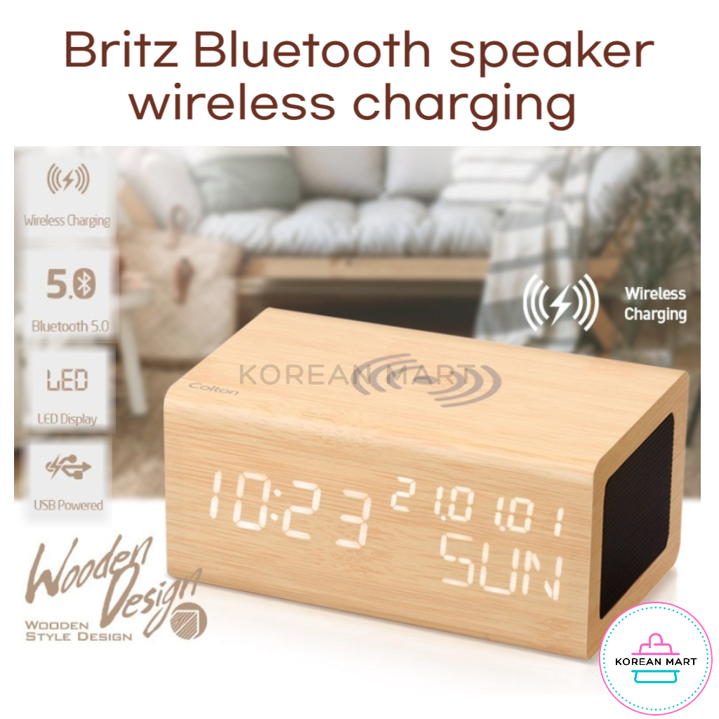 Britz Bluetooth speaker wireless charging, LED desk clock, alarm ...
