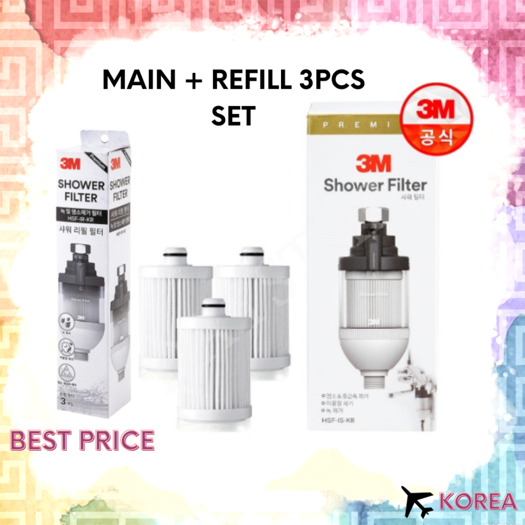 3M Premium & Standard Shower Filter + Refill 3pcs Set / Clean and Safe ...