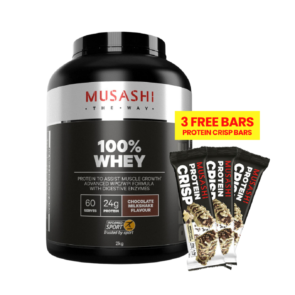 [ Free 3pcs Musashi Crisp Bars] Musashi 100% Whey Powder 2kg Assist ...